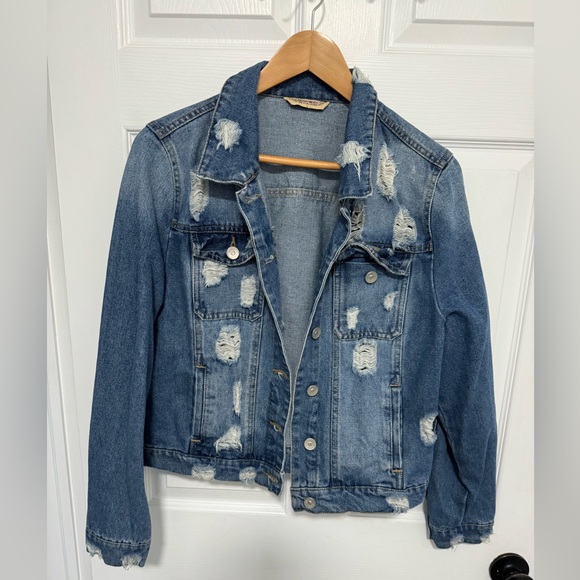 Highway Jeans | Jackets & Coats | Distressed Cropped Denim Jacket ...